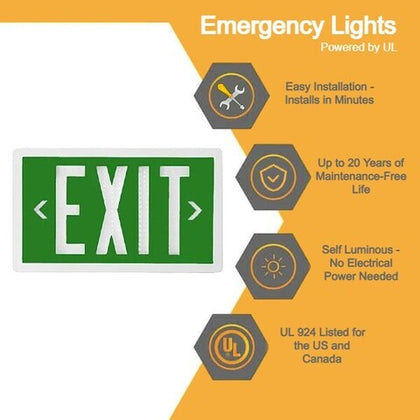 Green Self Luminous Tritium Exit Signs – Emergency Lights