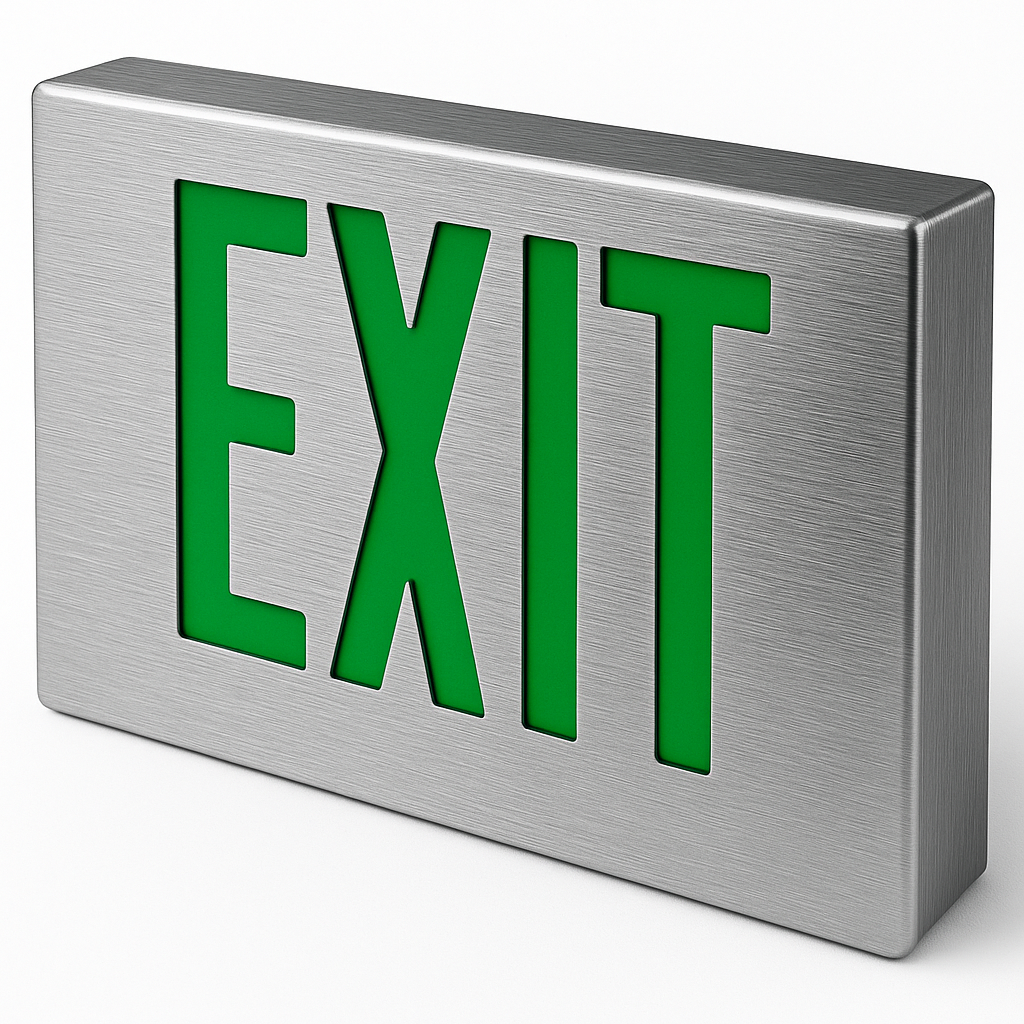 Die-Cast Aluminum LED Exit Sign – Red or Green, UL 924 – Emergency ...